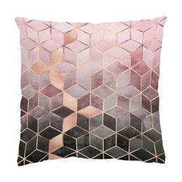 Bilderwelten Dekokissen Kissenbezug rosa originell Abstrakt Aquarell - Rosa Grau goldene Geometrie - Geometrisch Sofakissen Bezug & F&uuml;llung in 40x40 50x50 60x60