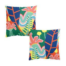 Bilderwelten Dekokissen 2er Set bunt Blumen Pop Art - Kandiertes Blumenbeet Duo - Bett Couch Sofakissen Bezug & F&uuml;llung in 40x40 50x50 60x60