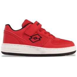 Sneaker Lotto, Kinder, Gr. 25, schwarz (rot, schwarz), Kunstfaser, Synthetik, Sportlich, Schuhe