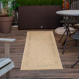 Teppich ANDIAMO "Montana" Gr. 3, beige, B:133cm H:5mm L:190cm, Kunstfaser, Teppiche, Teppich, Flachgewebe, meliert, mit Bord&uuml;re, In- und Outdoor geeignet