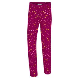 Sweatleggings happy girls, M&auml;dchen, Gr. 92, N-Gr, lila (berry), angeraute Sweatware, Obermaterial: 60% Polyester, 35% Baumwolle, 5% Elasthan, bedruckt, skinny fit kn&ouml;chellang, Hosen, im tollen Sternen-Herzen-Alloverprint