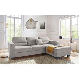 Ecksofa Trendmanufaktur, B:247cm H:85cm T:165cm, grau, Wohnzimmer, Sofas, "Chamber, zeitlos und modern, hoher Sitzkomfort, L-Form", wahlweise mit