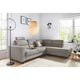 Ecksofa Trendmanufaktur, B:245cm H:85cm T:203cm, grau, Wohnzimmer, Sofas, "Chamber, zeitlos & elegant, bequem, L-Form", inklusive einer Kopfstütze,