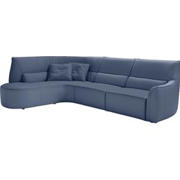 Ecksofa Egoitaliano, B:330cm H:88cm T:205cm, blau, Leder »BULL« (echtes Rindsleder). Geschliffenes, pigmentiertes und behandeltes Rindsleder mit