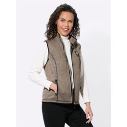 Casual Looks Damen Fleeceweste, beige, Gr. 48, gemustert, mehrfarbig, meliert, 100% Polyester, Paspelierung:100% Polyester, Westen