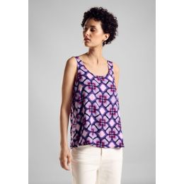 Street One Damen Blusentop, lila, Gr. 36, bedruckt, Stoff, 100% Viskose, Blusen, aus softer Viskose