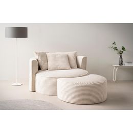XXL-Sessel, B:153cm H:98cm T:208cm, beige, LeGer Home by Lena Gercke, Sessel, "ISALIE, Rundsessel mit Hocker, Lesesessel, Loveseat, Big-Sessel",