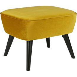 Hocker Woood, B:56cm H:41cm T:36cm, gelb, Wohnzimmer, Hocker, "Sara", mit Samtstoff gepolstert, rechteckige Form, H 41 cm x B 56 cm
