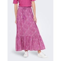 Only Damen Sommerrock "ONLMILEY ANKLE SKIRT PTM", lila, Gr. M, gemustert, Web, Obermaterial: 100% Baumwolle, R&ouml;cke