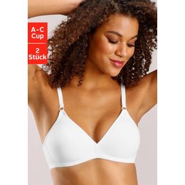 Damen Soft-BH, Wei&szlig;, Gr. 70C, petite fleur by Lascana, B&uuml;gellose BHs, Material: Baumwolle