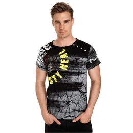Rusty Neal Damen T-Shirt, schwarz, Gr. M, bedruckt, 100% Baumwolle, Shirts, mit großflächigem Front-Print