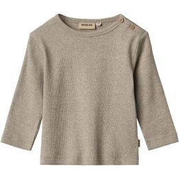 Wheat Mädchen Langarmshirt "Milo", Gr. 104gravel melange, Jersey, Obermaterial: 96% Baumwolle, 4% Elasthan, meliert, unifarben, Shirts, in toller