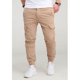 behype Damen Cargohose "BHMattheo2", beige, Gr. 29, unifarben, 98% Baumwolle, 2% Elasthan, Hosen, im Jogging-Design