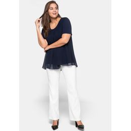 sheego Große Größen Blusenshirt im Lagenlook, marine, Größe 44 - Damen