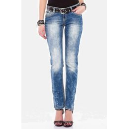 Cipo & Baxx CIPO & BAXX Damen Slim-fit-Jeans "Jeans", blau, Basic, Gr. 26, unifarben, 87% Baumwolle;12% Polyester;1% Elasthan, Jeans, mit weißen Nähten, WD201
