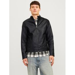 Jack & Jones JACK & JONES Herren Lederimitatjacke "JJEDYLAN CLEAN PU JACKET NOOS", schwarz, Gr. XXL, unifarben, Web, Obermaterial: 88% Polyester, 9% Baumwolle, 3%
