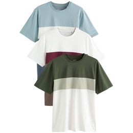 Next T-Shirt Herren Gr&ouml;&szlig;e S ecru / taubenblau / braun / gr&uuml;n