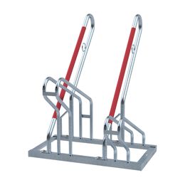 Schake Fahrradständer, Radeinstellung einseitig für 2 Fahrräder + gebogenen Haltebügeln + Kunststoffschutz (420_20H)