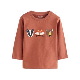 next Shirt Jungen Gr&ouml;&szlig;e 80 braun / rostbraun / orange / wei&szlig;