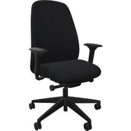 Bürostuhl Interstuhl HEJis3, Synchronmechanik, Armlehnen, FlexGrid-Lordosenstütze, Polsterrücken, Flachsitz, schwarz/schwarz
