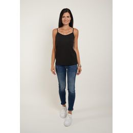 Spaghettitop Seidel Moden, Damen, Gr. 38, schwarz, Obermaterial: 95% Viskose, 5% Elasthan, unifarben, regular fit taillenbedeckt, V-Ausschnitt, Tops, mit dezentem V-Ausschnitt, MADE IN GERMANY