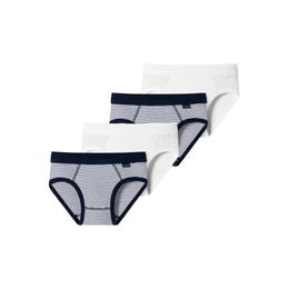 Schiesser Slip / Unterhose Kids Boys Feinripp Organic Cotton in Weiß/ Blau gestreift | Gr.: 104
