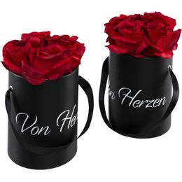 Kunstblume Creativ green "Rosen in Box", rot, H:16,5cm Ø:11,5cm, Obermaterial: 95% Polyester, 5% Kunststoff, Kunstpflanzen