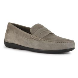 Mokassin Geox "U ASCANIO C", Herren, Gr. 46, grau, Veloursleder, unifarben, Elegant, Schuhe, Loafer, Pennyloafer, Slipper zum bequemen Schlupfen