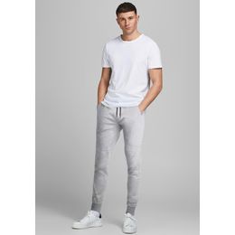 Jack & Jones Sweatpants JACK & JONES "AIR SWEAT PANTS", Herren, Gr. XS, N-Gr, grau (light grau melange), angeraute Sweatware, Obermaterial: 60% Polyester, 40% Baumwolle, meliert, slim fit normal, Hosen