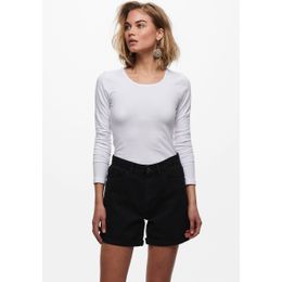 Langarmshirt Only "ONLLIVE LOVE L/S ONECK", Damen, Gr. M, weiß, Jersey, Obermaterial: 95% Baumwolle, 5% Elasthan, unifarben, normal, Rundhals, Shirts