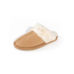 Minnetonka Hausschuh 'Chesney Slide' Damen Gr&ouml;&szlig;e 40 creme / hellbraun