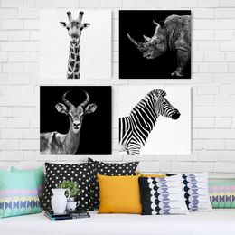 Bilderwelten Leinwandbild Tiere Motiv Kunstdruck Leinwanddruck - Safari Quartett - Wandbild XXL Wohnzimmer Schlafzimmer