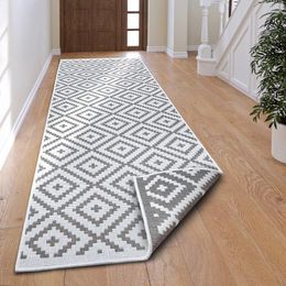 my home Läufer »Ronda Wendeteppich« rechteckig 5 mm Höhe Sisal-Optik, Flachgewebe, In- und Outdoor, geometrisches Boho Design grau/creme...