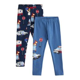 Lindex Leggings 'Trucks' Jungen Gr&ouml;&szlig;e 98 marine / blue denim / hellblau / wei&szlig;
