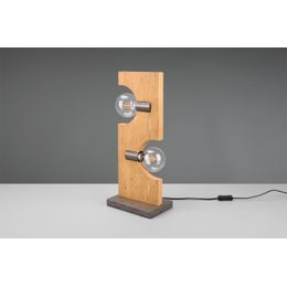 Trio Tailor Tischleuchte Dunkelbraun, Naturfarben, Nickel-Matt, 2-flammig