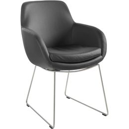 Esszimmerstuhl Musterring "Tavia", grau (dunkelgrau, edelstahl gebürstet), B:62cm H:86cm T:66cm, Stühle