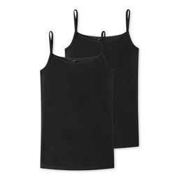 Schiesser Spaghetti-Tops 2er-Pack Basic Kids in Schwarz | Gr.: 140
