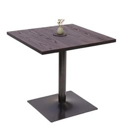 Bistrotisch MCW-H10, Bartisch Thekentisch, Industrial Gastro Metall Ulme Massivholz MVG 70x70cm ~ dunkelbraun