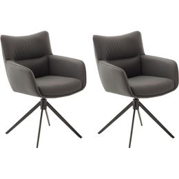 4-Fußstuhl MCA furniture "LIMONE", grau (anthrazit, schwarz matt lackiert), B:61cm H:88cm T:63cm, Leder, Stühle, (Set, 2 Stck), 360 drehbar, Belastbarkeit 120 kg, Sitzhöhe ca. 49 cm