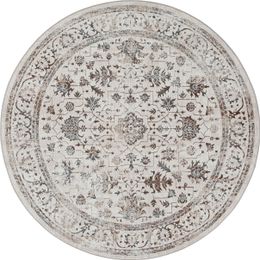 Teppich MERINOS "Creation 50112", beige (creme), H:10mm Ø:200cm, Polyester, Teppiche, elegant, glänzend, Kurzflor, pflegeleicht, Wohnzimmer