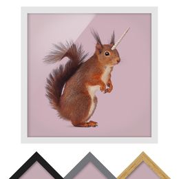 Bilderwelten Bild mit Rahmen - Quadrat Einh&ouml;rnchen