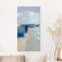 Bilderwelten Leinwandbild Strand modern Kunstdruck blau - Ewiger Strand - Meerblick XXL Wohnzimmer Schlafzimmer