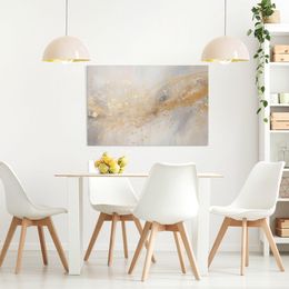 Bilderwelten Leinwandbild Abstrakter Farbschwung Beige Grau Wandbild bis XXL Print Abstrakt Kunstdruck Wohnzimmer Schlafzimmer B&uuml;ro