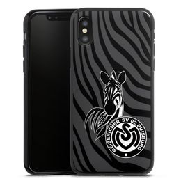 DeinDesign iPhone X Handy Silikon H&uuml;lle Case schwarz Handyh&uuml;lle Zebra Msv Duisburg Muster