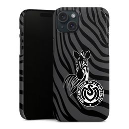 DeinDesign iPhone 15 Plus Handy Premium Case Smartphone Handyh&uuml;lle Schutzh&uuml;lle gl&auml;nzend Zebra Msv Duisburg Muster Premium Case