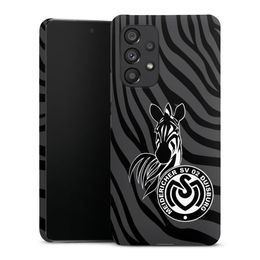 DeinDesign Galaxy A53 5G Handy Premium Case Smartphone Handyh&uuml;lle Schutzh&uuml;lle matt Msv Duisburg Zebra Muster Premium Case