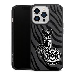 DeinDesign iPhone 13 Pro Handy Premium Silikon H&uuml;lle Handyh&uuml;lle schwarz Case Zebra Msv Duisburg Muster Silikon Premium Case