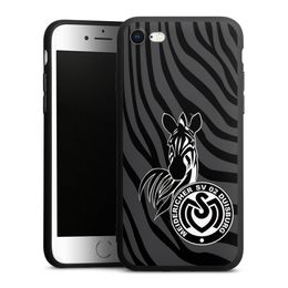 DeinDesign iPhone SE (2020) Handy Premium Silikon H&uuml;lle Handyh&uuml;lle schwarz Case Msv Duisburg Zebra Muster Silikon Premium Case