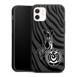 DeinDesign iPhone 12 mini Handy Premium Silikon H&uuml;lle Handyh&uuml;lle schwarz Case Zebra Msv Duisburg Muster Silikon Premium Case