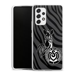 DeinDesign Galaxy A53 5G Handy Silikon H&uuml;lle Case wei&szlig; Handyh&uuml;lle Msv Duisburg Zebra Muster Silikon Case